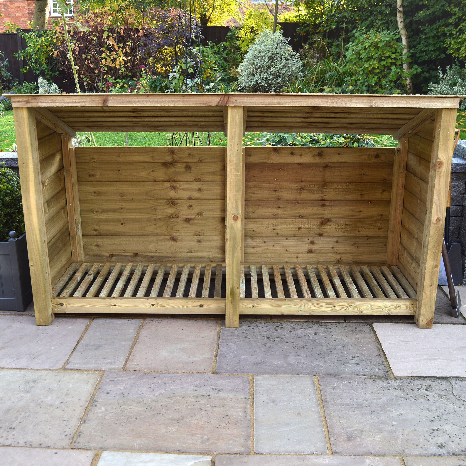 Outdoor Wooden Log Store 4ft Tall X 7ft Wide Normanton With Reversed ...