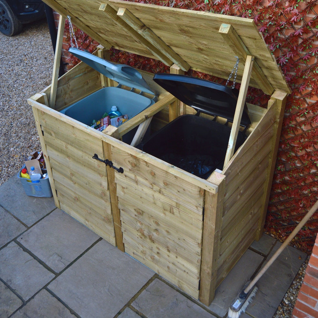 Outdoor Wheelie Bin Storage Unit Morcott Double Bay Wheelie Bin ...
