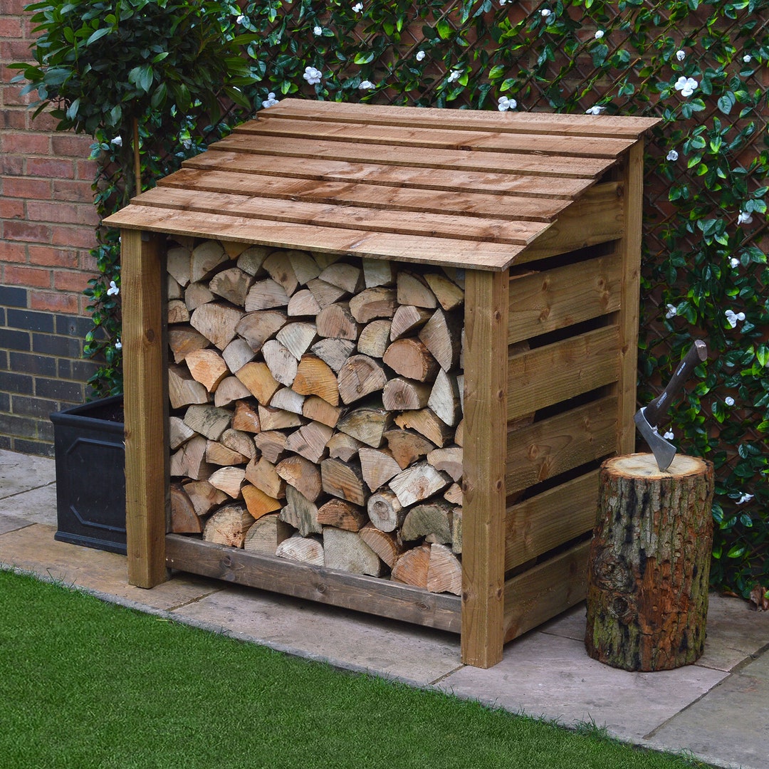 Outdoor Wooden Firewood Log Store Unit - 4ft Tall X 4ft Wide - Greetham ...