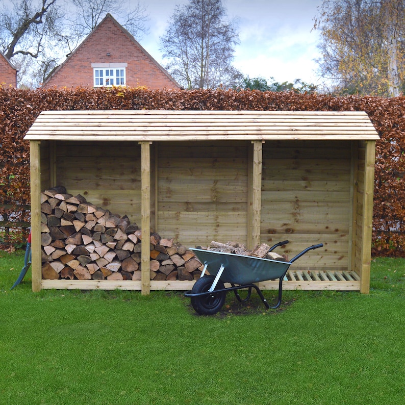Outdoor Wooden Firewood Log Store Unit - 6ft Tall X 11ft Wide ...