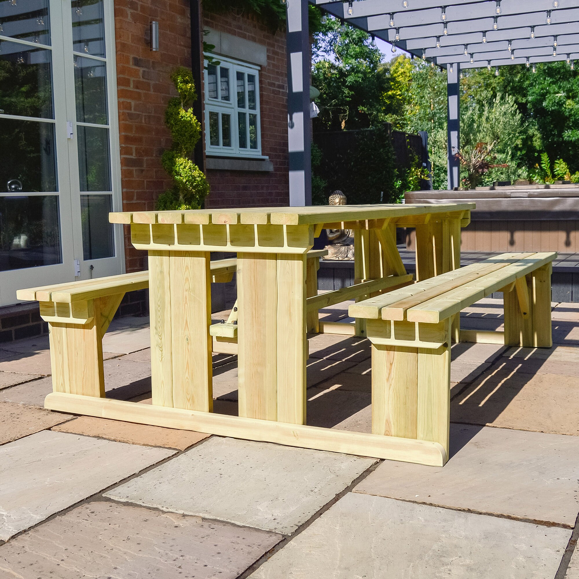 Wooden Garden Picnic Table Bench Set Tinwell Picnic Bench - Etsy UK