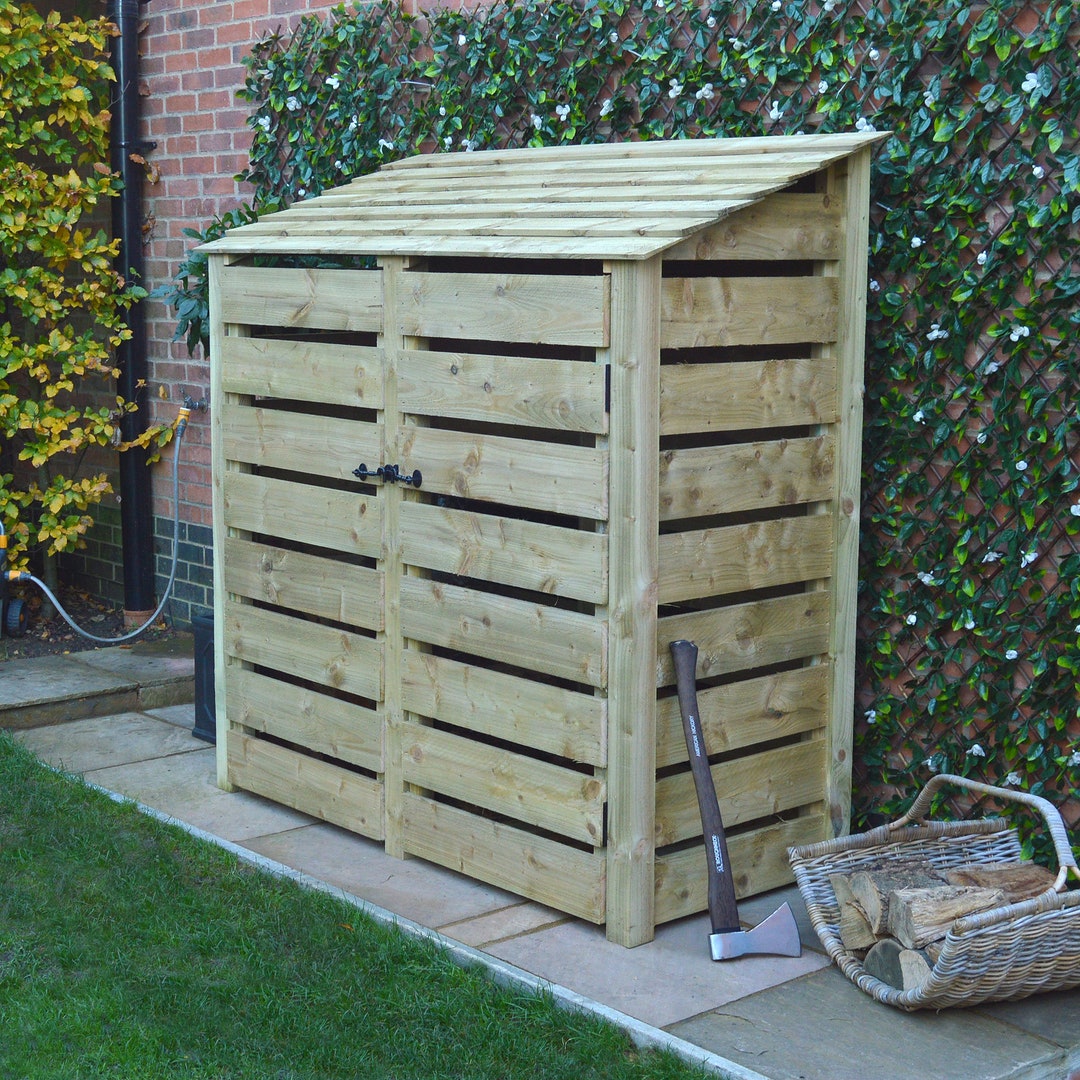 Outdoor Wooden Log Store 6ft Tall X 6ft Wide Hambleton Slatted With ...