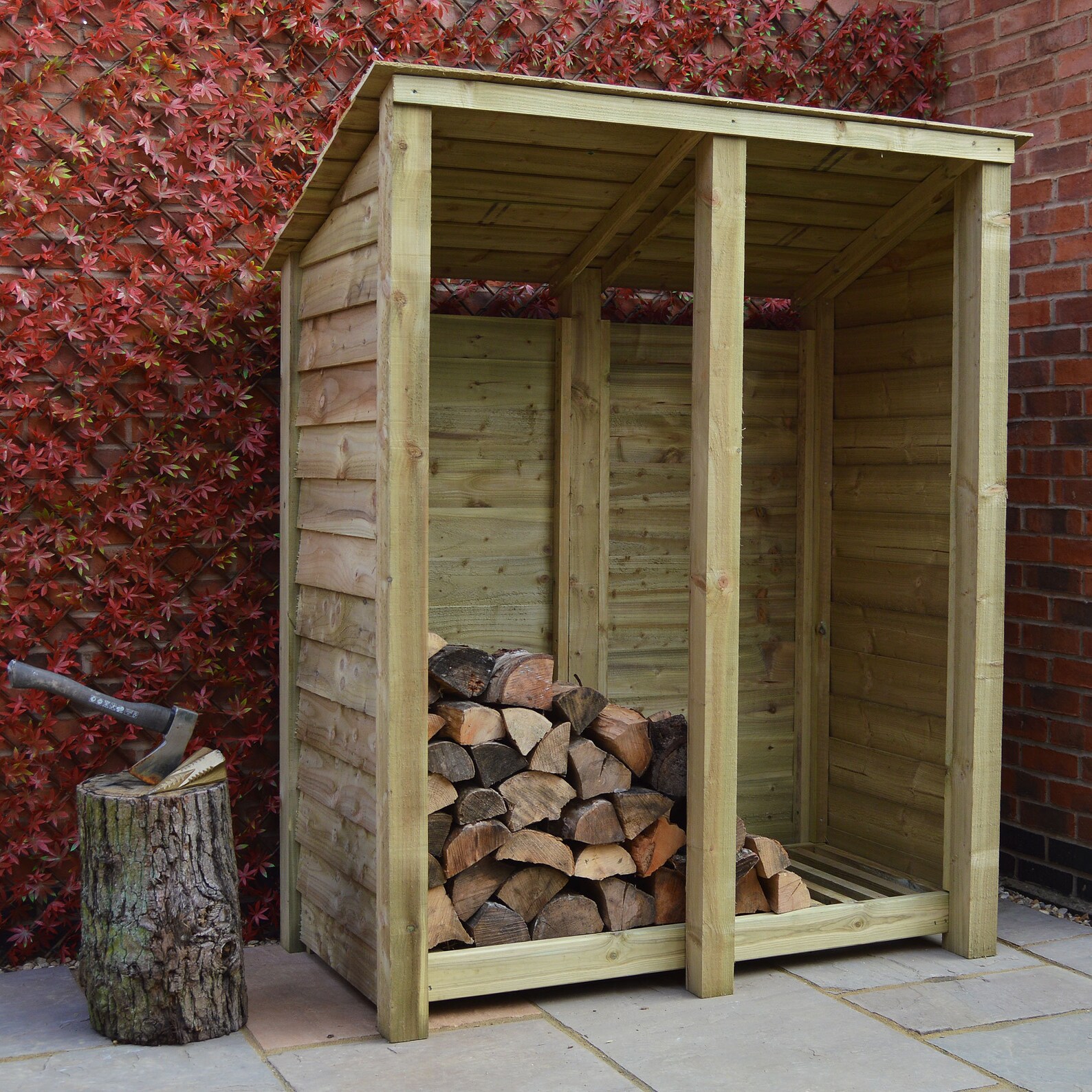 Outdoor Wooden Firewood Log Store: Cottesmore Reversed Roof Design ...