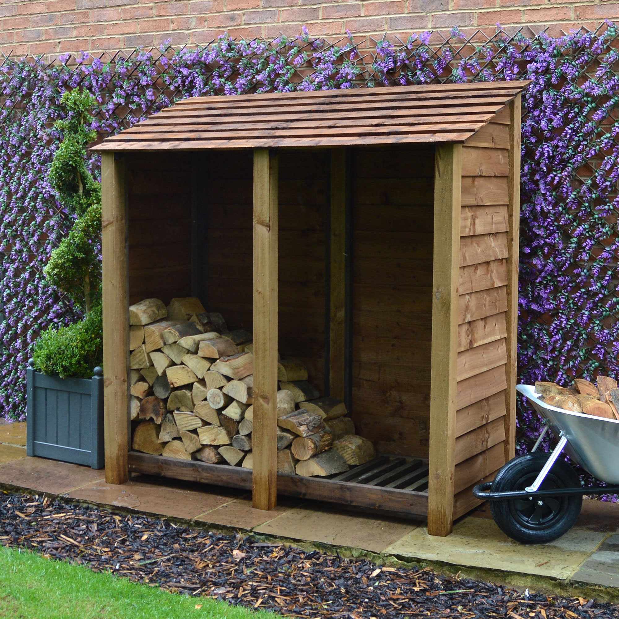 Outdoor Wooden Firewood Log Store Unit - 6ft Tall X 6ft Wide ...
