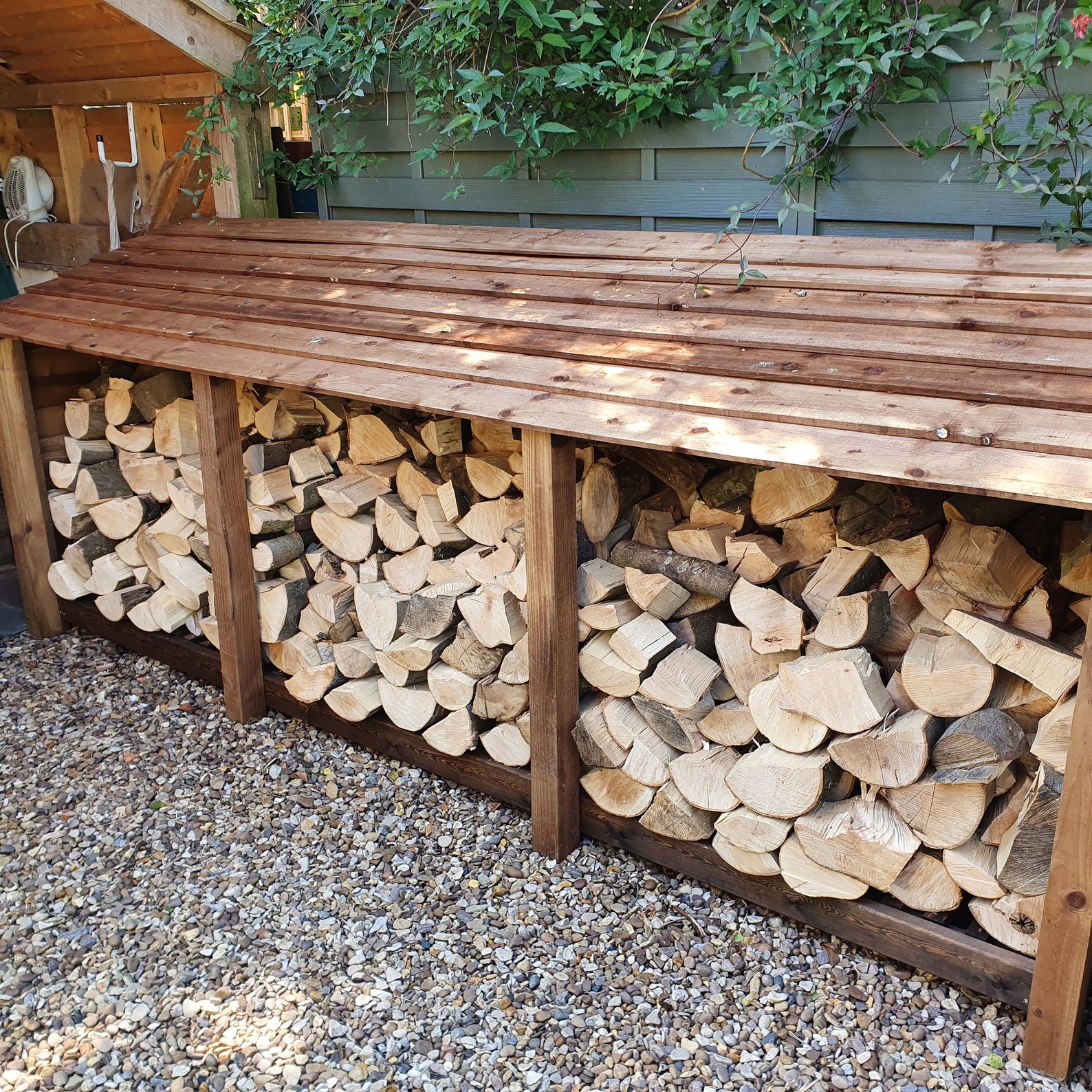 Outdoor Wooden Firewood Log Store Unit - 4ft Tall X 11ft Wide ...