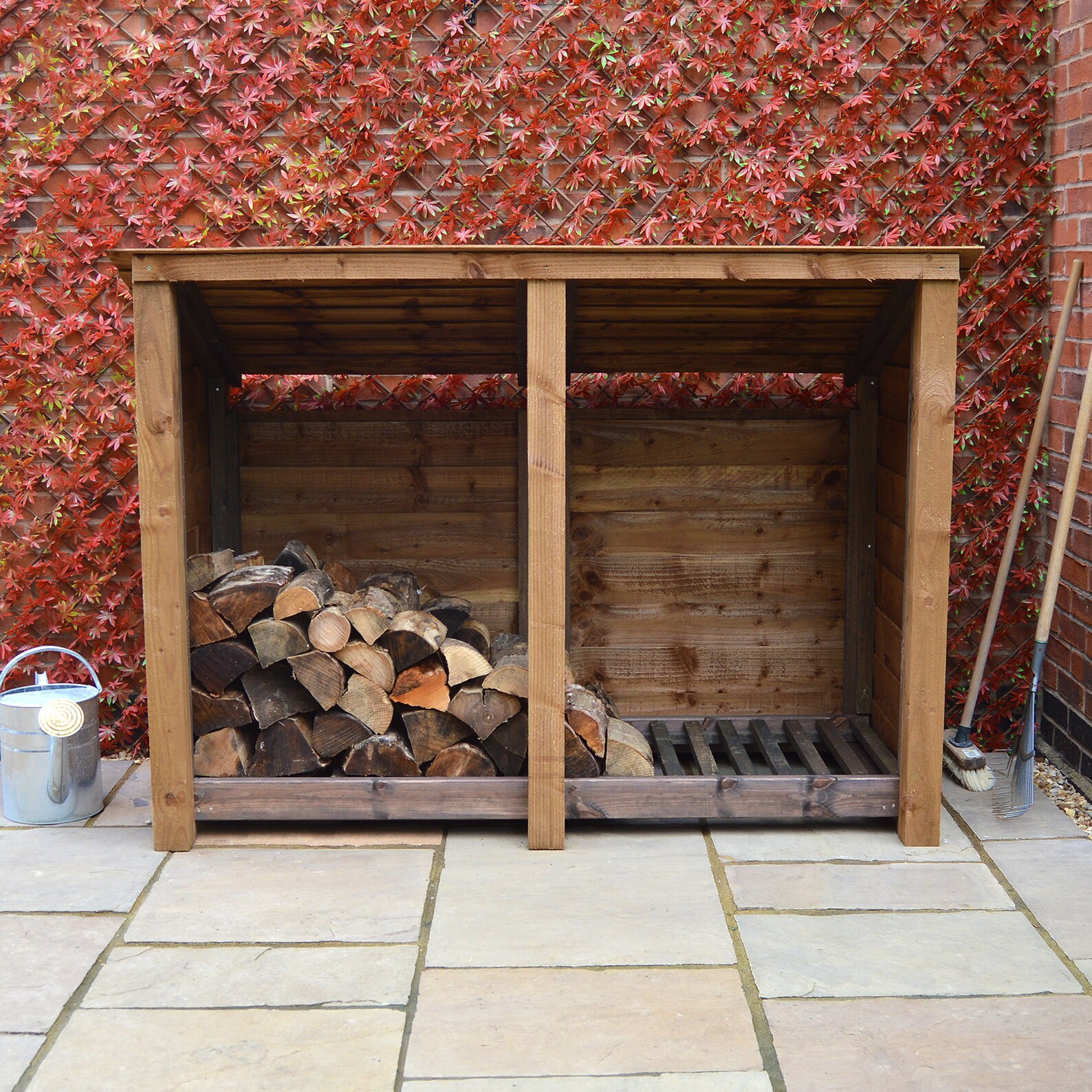 Outdoor Wooden Log Store 4ft Tall X 6ft Wide Hambleton Reversed Roof ...