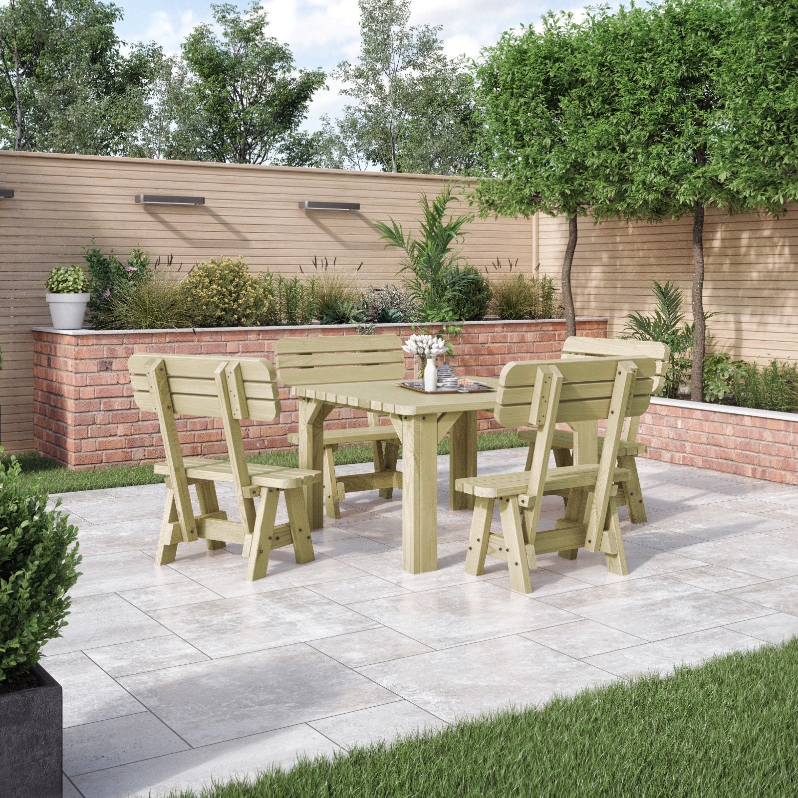 Barrow Picnic Table and Bench Set Rounded Back Support - Etsy