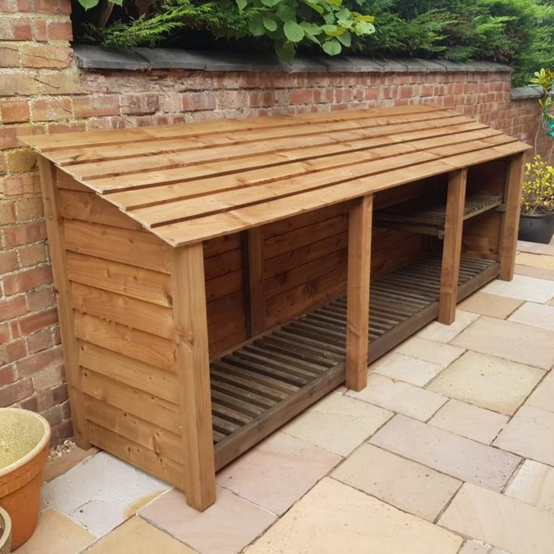 Outdoor Wooden Log Store 4ft Tall X 11ft Wide Empingham Design - Etsy UK