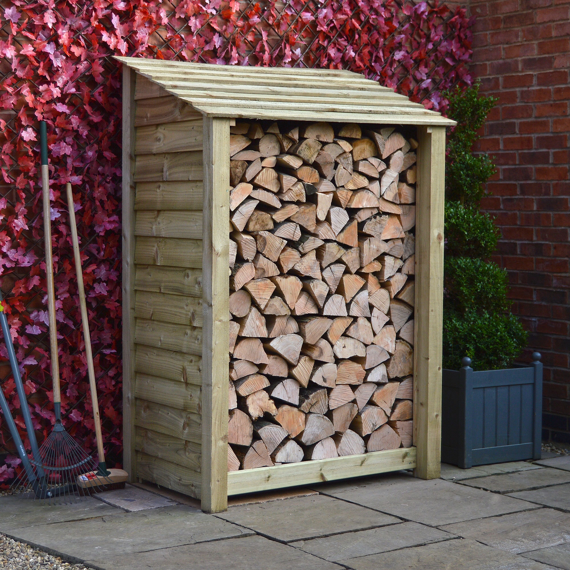 Outdoor Wooden Log Store 6ft Tall X 4ft Wide Greetham Design - Etsy