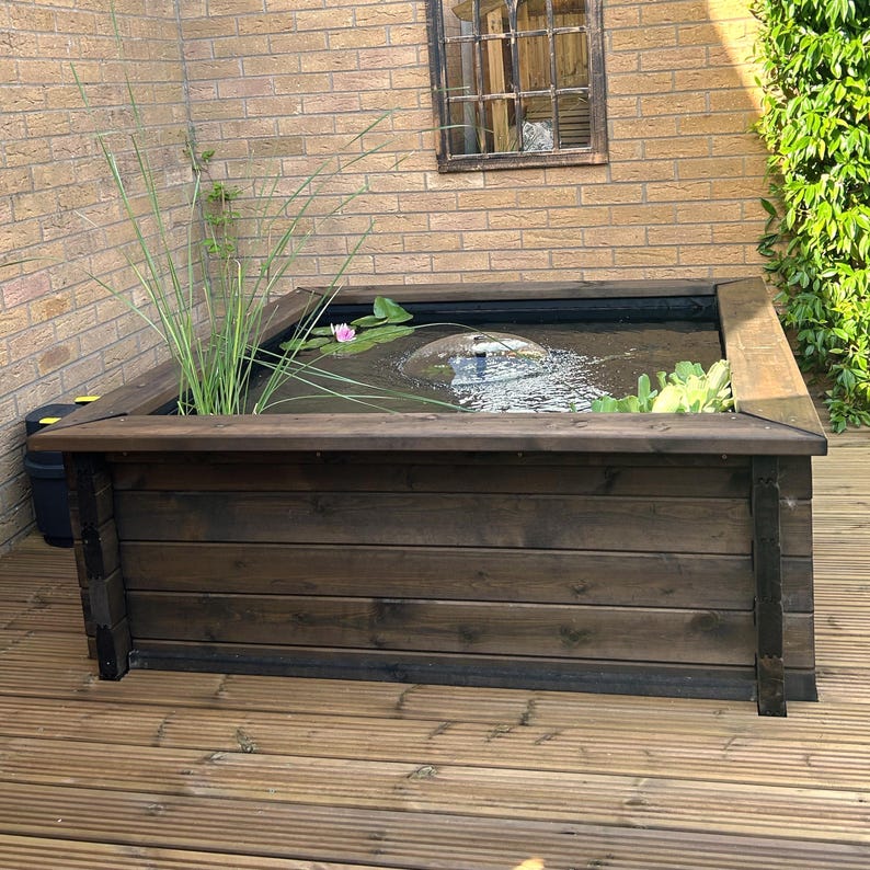 Raised Wooden Garden Fish Pond - Square - 640mm Height - Multiple Sizes ...