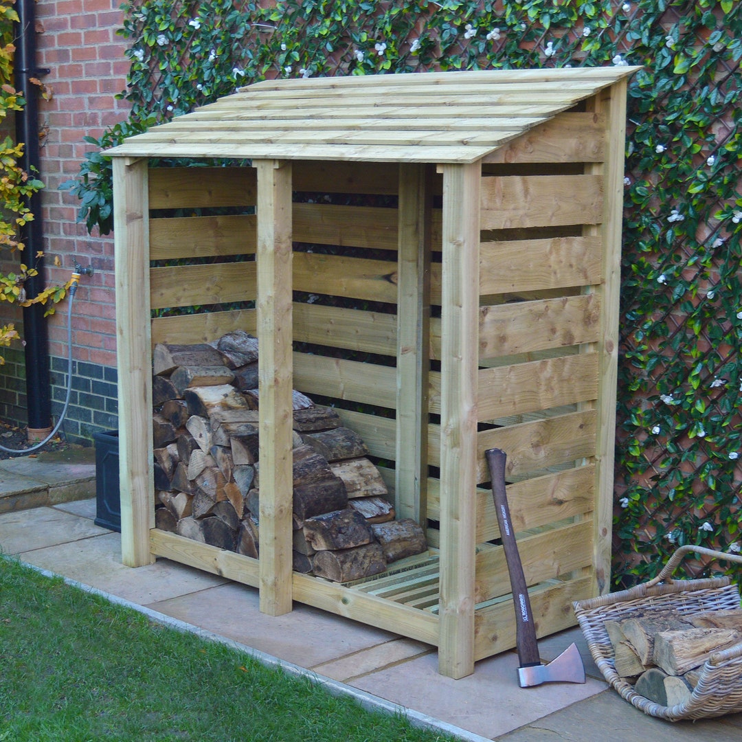Outdoor Wooden Log Store 6ft Tall X 6ft Wide Hambleton Slatted Design ...