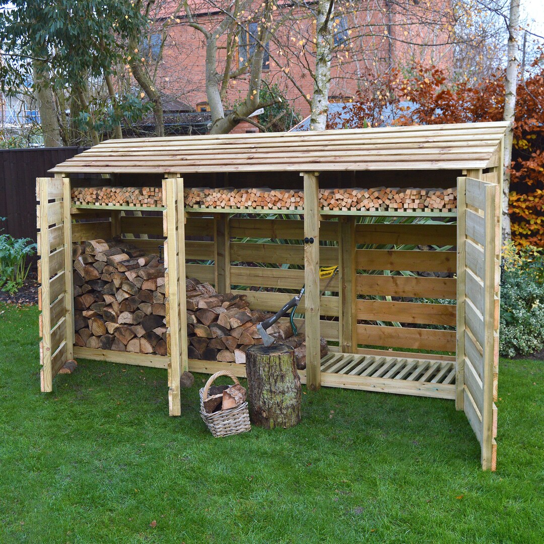 Outdoor Wooden Log Store 6ft Tall X 9ft Wide Ryhall - Etsy UK