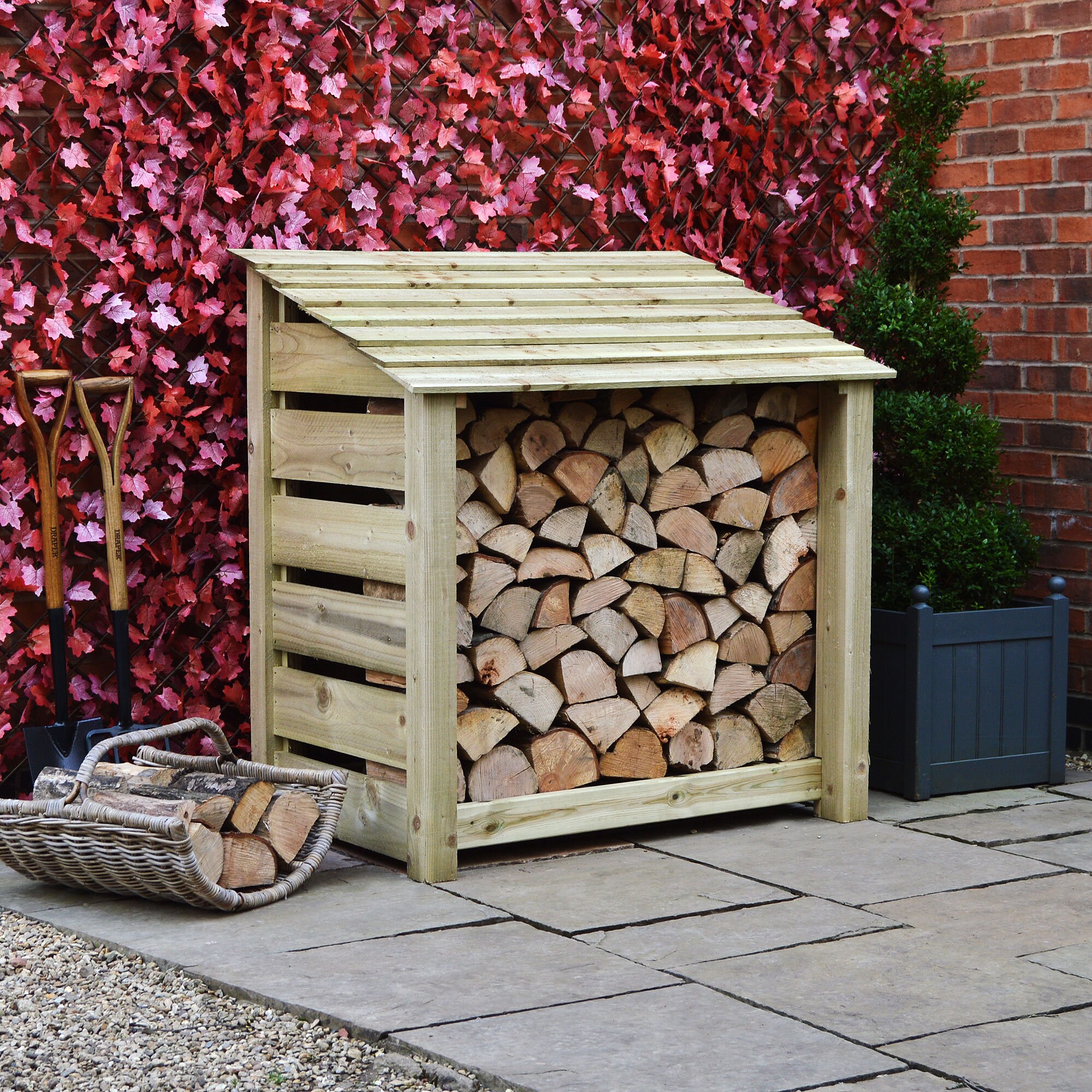 Outdoor Wooden Firewood Log Store Unit - 4ft Tall X 4ft Wide - Greetham ...