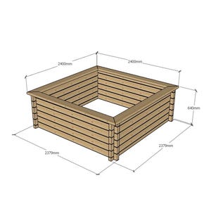 Raised Wooden Garden Fish Pond - Square - 640mm Height - Multiple Sizes ...