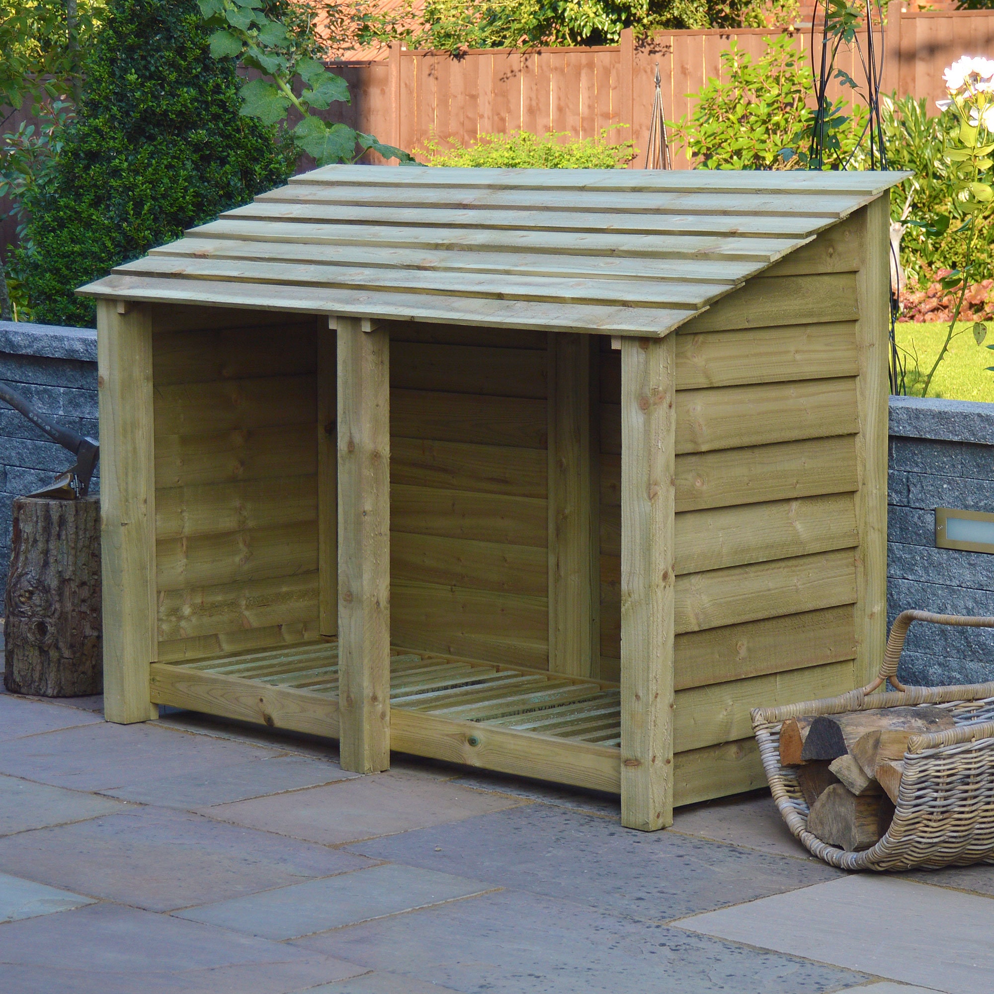 Outdoor Wooden Firewood Log Store Unit - 4ft Tall X 6ft Wide ...