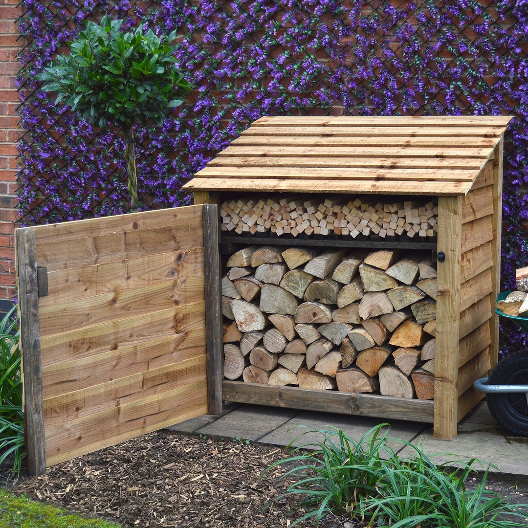 Outdoor Wooden Firewood Log Store Unit - 4ft Tall X 4ft Wide - Greetham ...
