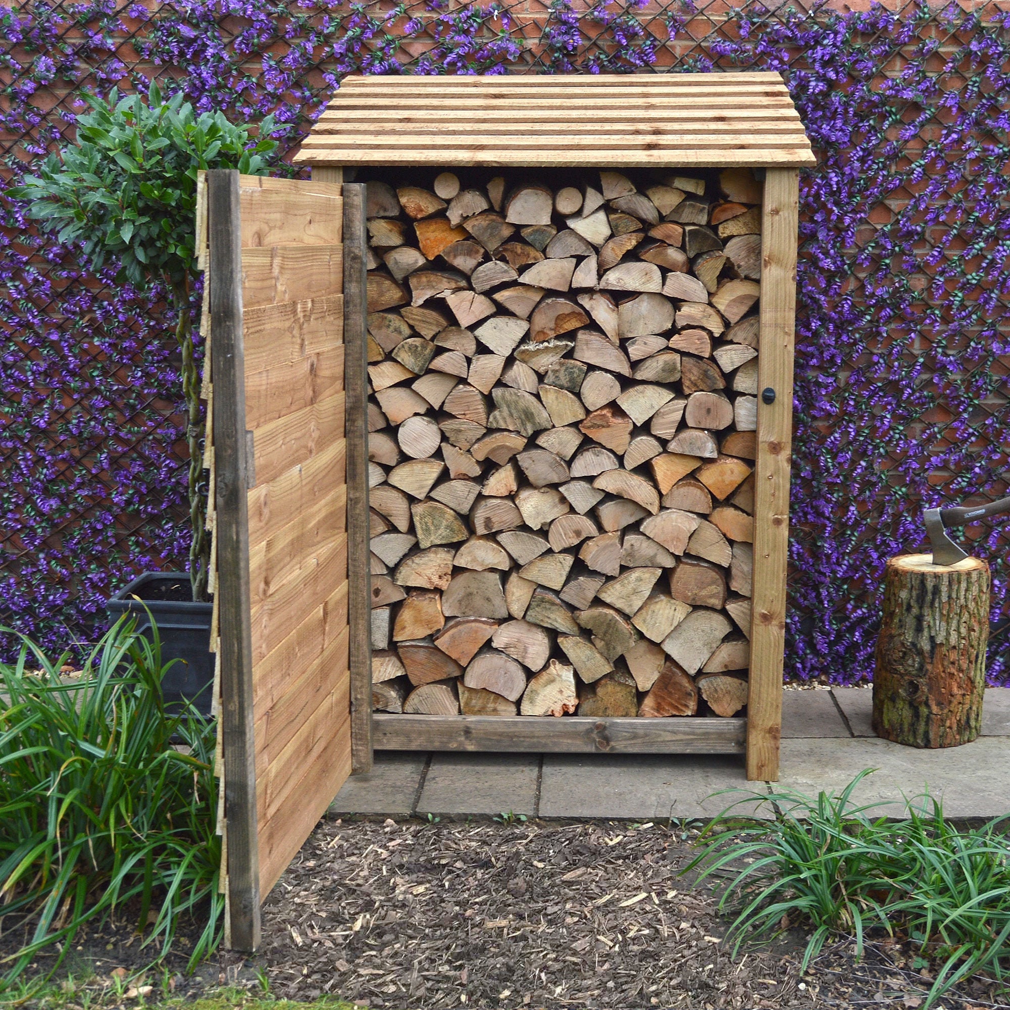 Outdoor Wooden Log Store 6ft Tall X 4ft Wide Greetham With Door Design ...