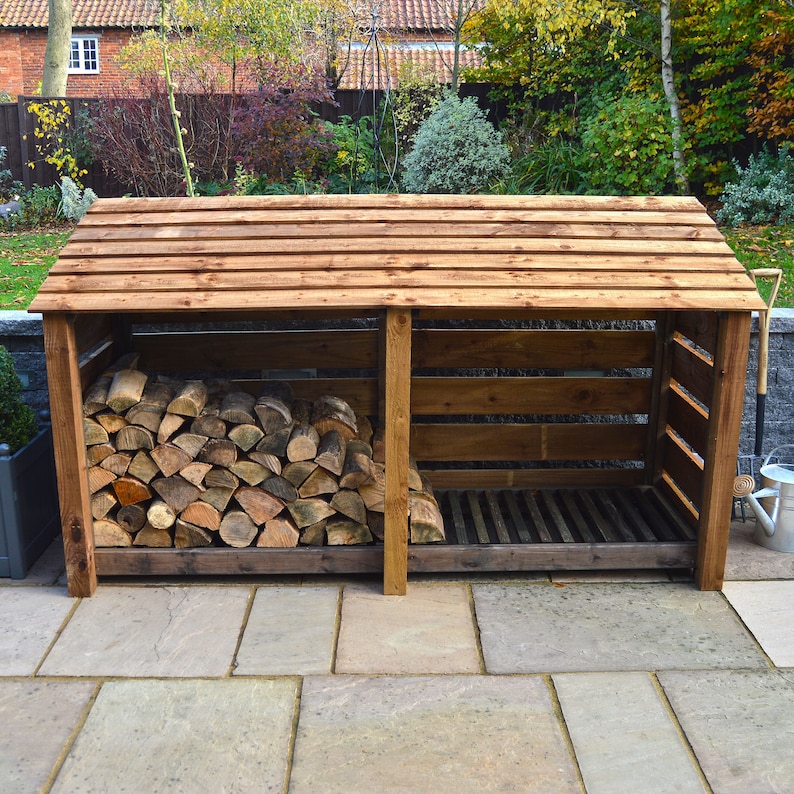 Outdoor Wooden Log Store 4ft Tall X 7ft Wide Normanton - Etsy