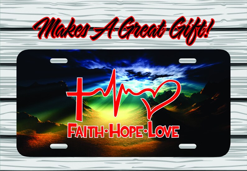 Custom Personalized Front License Plate, Blessed Faith Hope Love Car ...