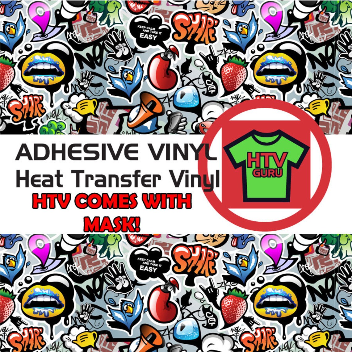 Graffiti Sticker Bomb Printed Pattern HTV Iron on Heat | Etsy