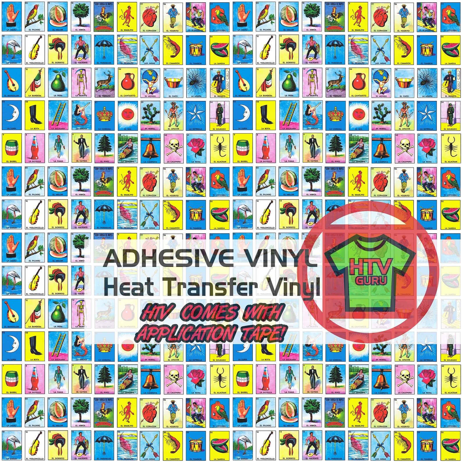 Loteria Mexican Game Printed HTV Pattern Heat Transfer Vinyl and ...