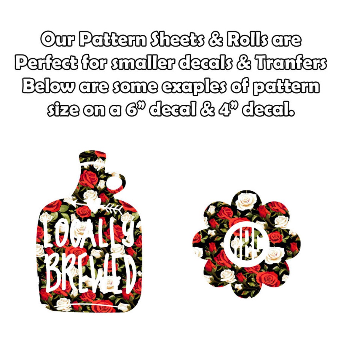 Red and White Roses Printed HTV Pattern Vinyl Sheets Heat | Etsy