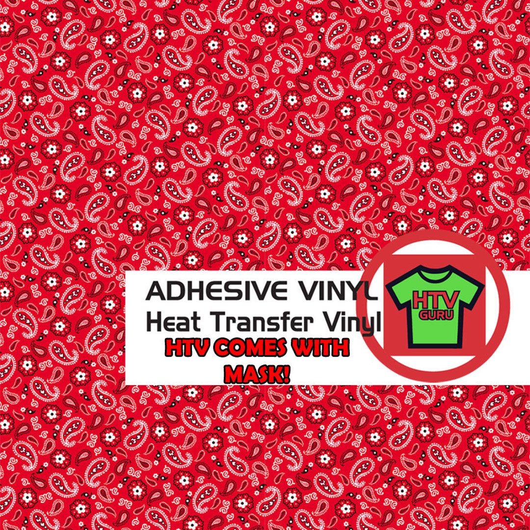 Red Bandana Vinyl Patterned Heat Transfer Vinyl Iron on Vinyl Sheets ...