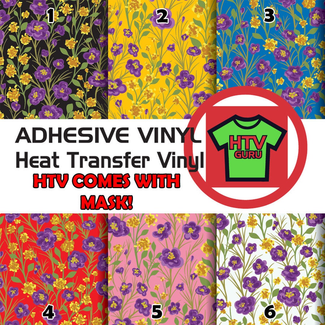 Flowers Violets Floral Vinyl Printed Patterns HTV and Outdoor Vinyl ...