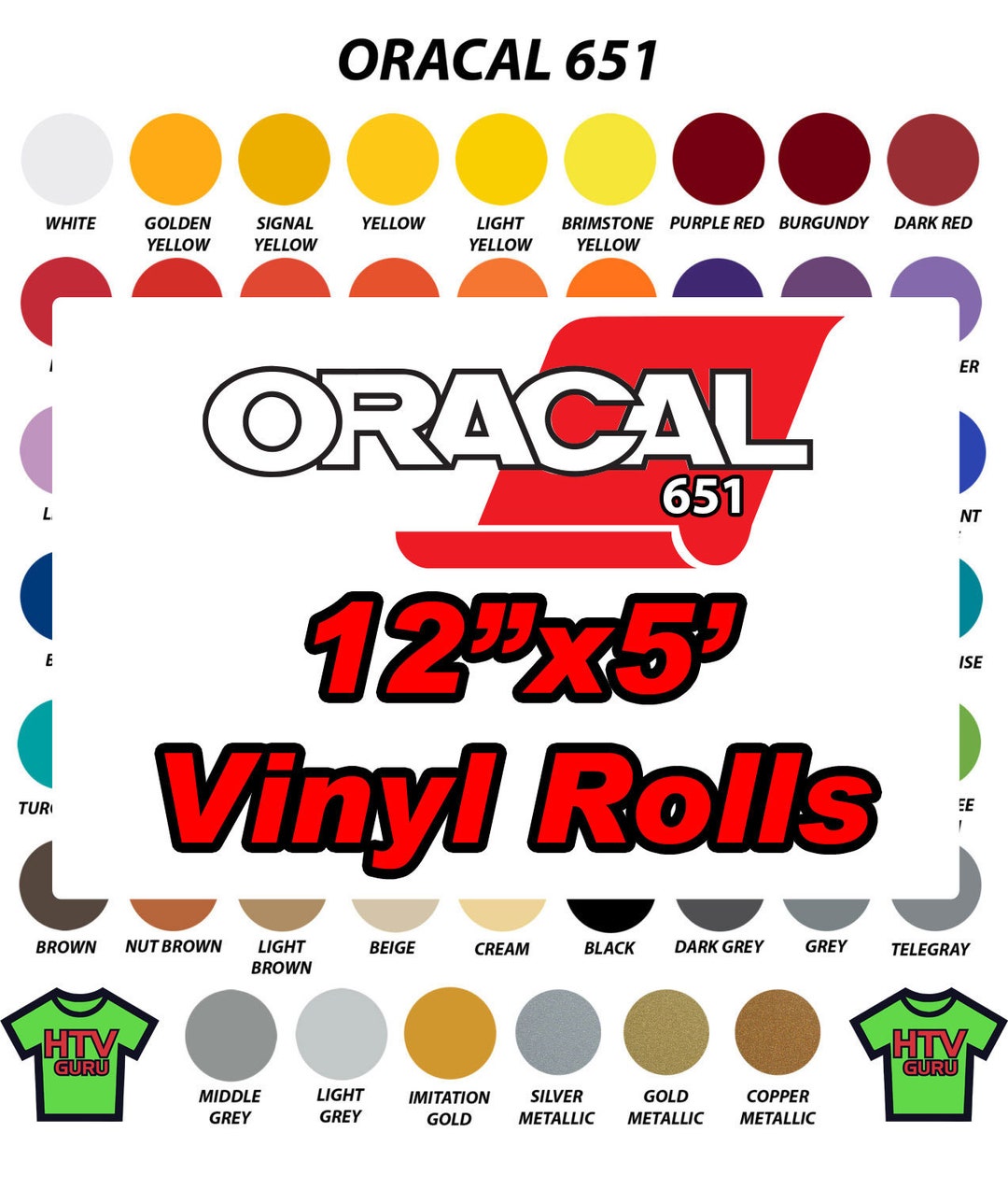 HUGE BLOWOUT SALE Oracal 651 12"x5 Foot Vinyl Rolls Outdoor Adhesive ...
