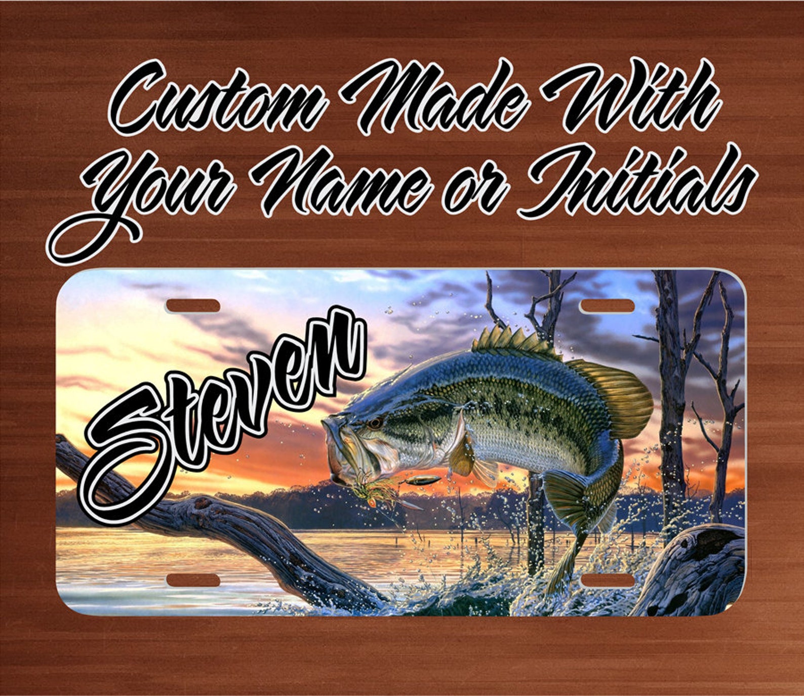 Custom Personalized Front License Plate, Fishing Bass Car Coasters ...