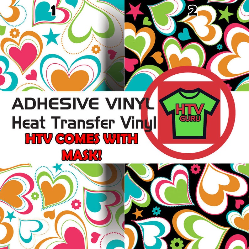 Hearts and Stars Printed Patterned HTV & Vinyl Sheets Iron on - Etsy