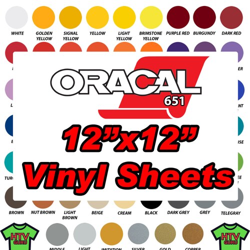 Oracal 651 Vinyl Sheets 12x12 Sheets Outdoor Adhesive Vinyl - Etsy