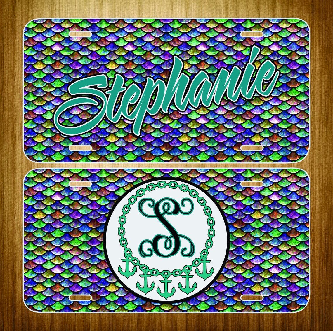 Mermaid Scale Monogram Front License Plate Car Coasters - Etsy