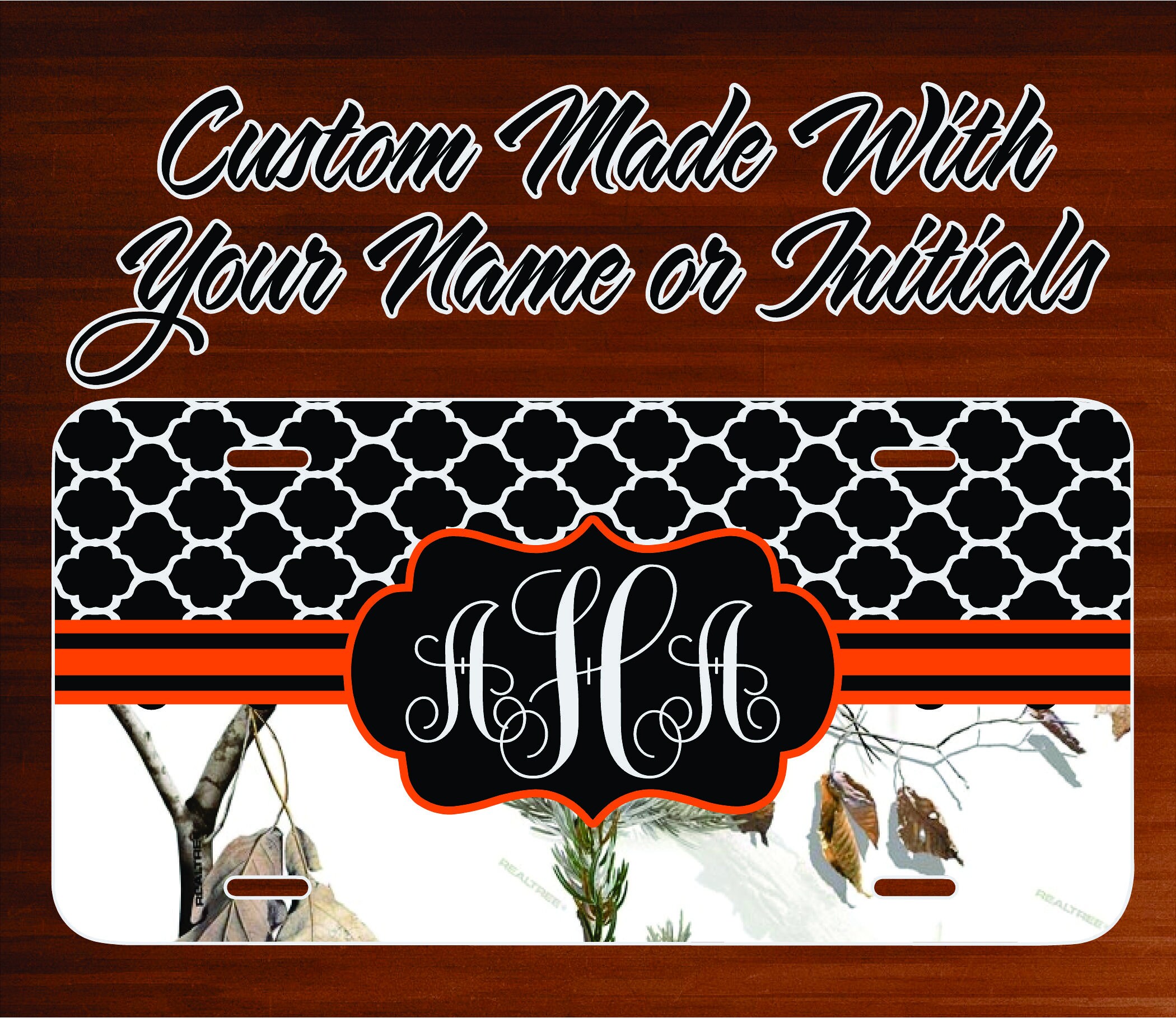 Snow Camo Monogram Personalized Front License Plate Car | Etsy