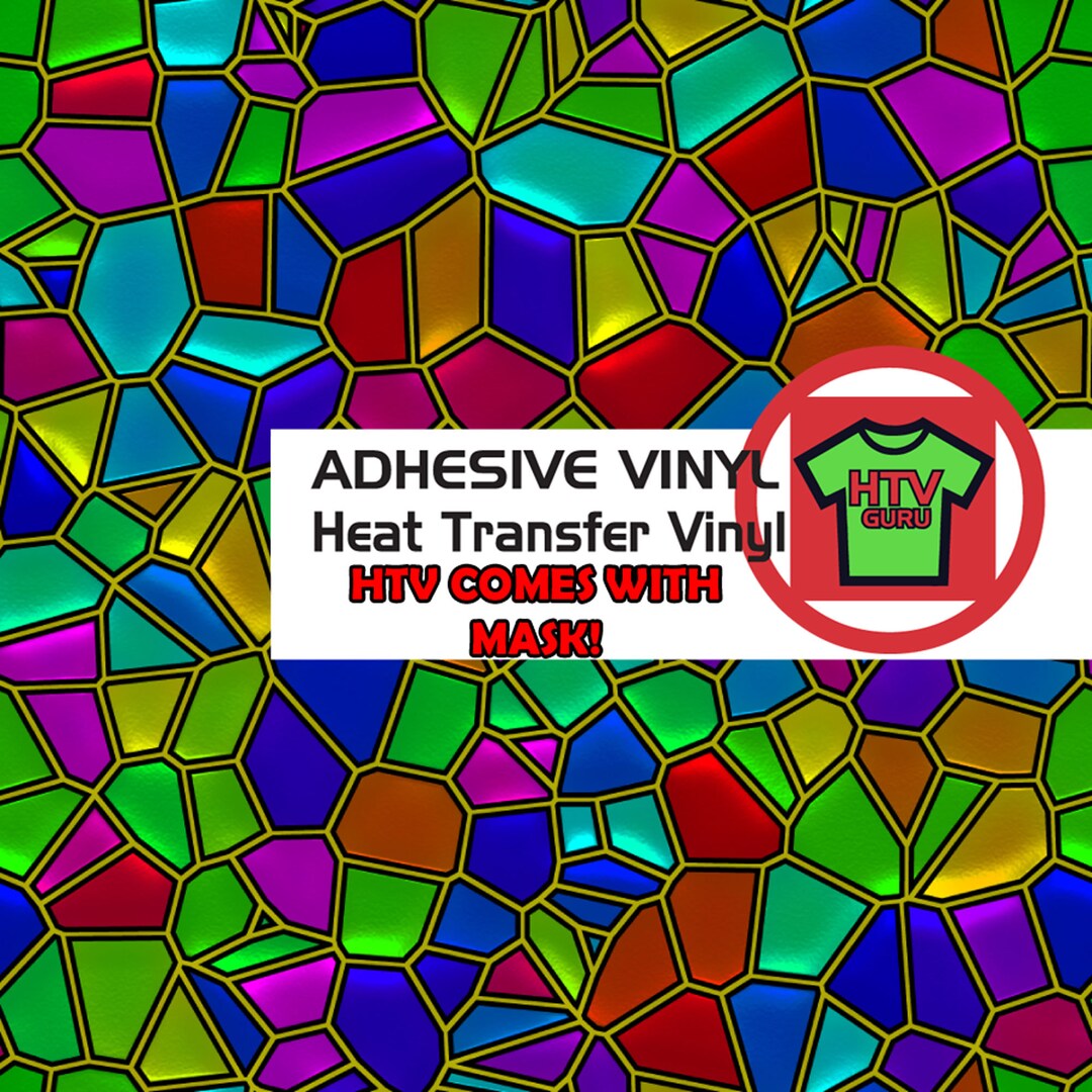 Stained Glass Pattern Vinyl Sheets, HTV Iron on Printed Craft Vinyl ...