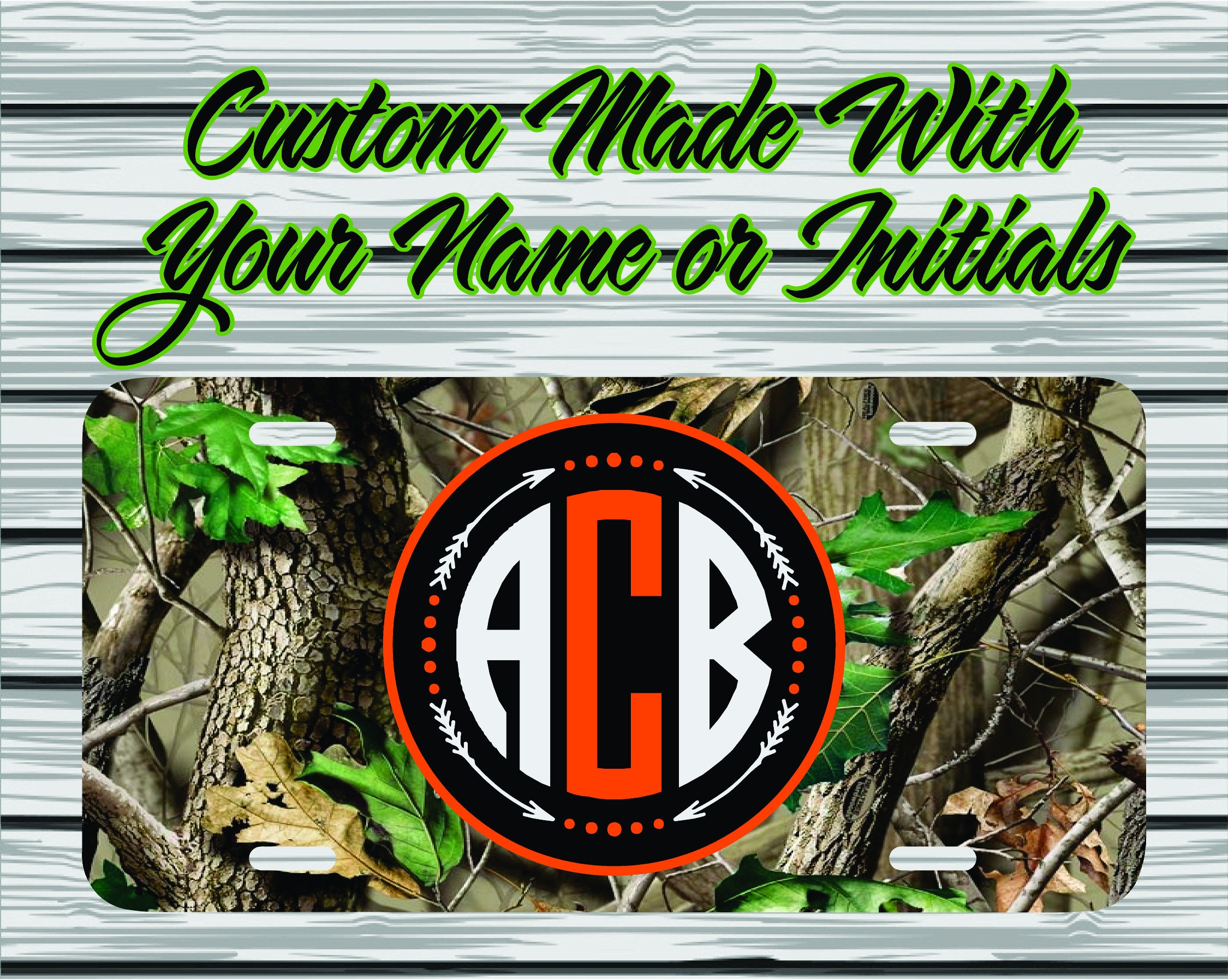 Custom Camo Arrows Monogram Personalized Front License Plate - Etsy