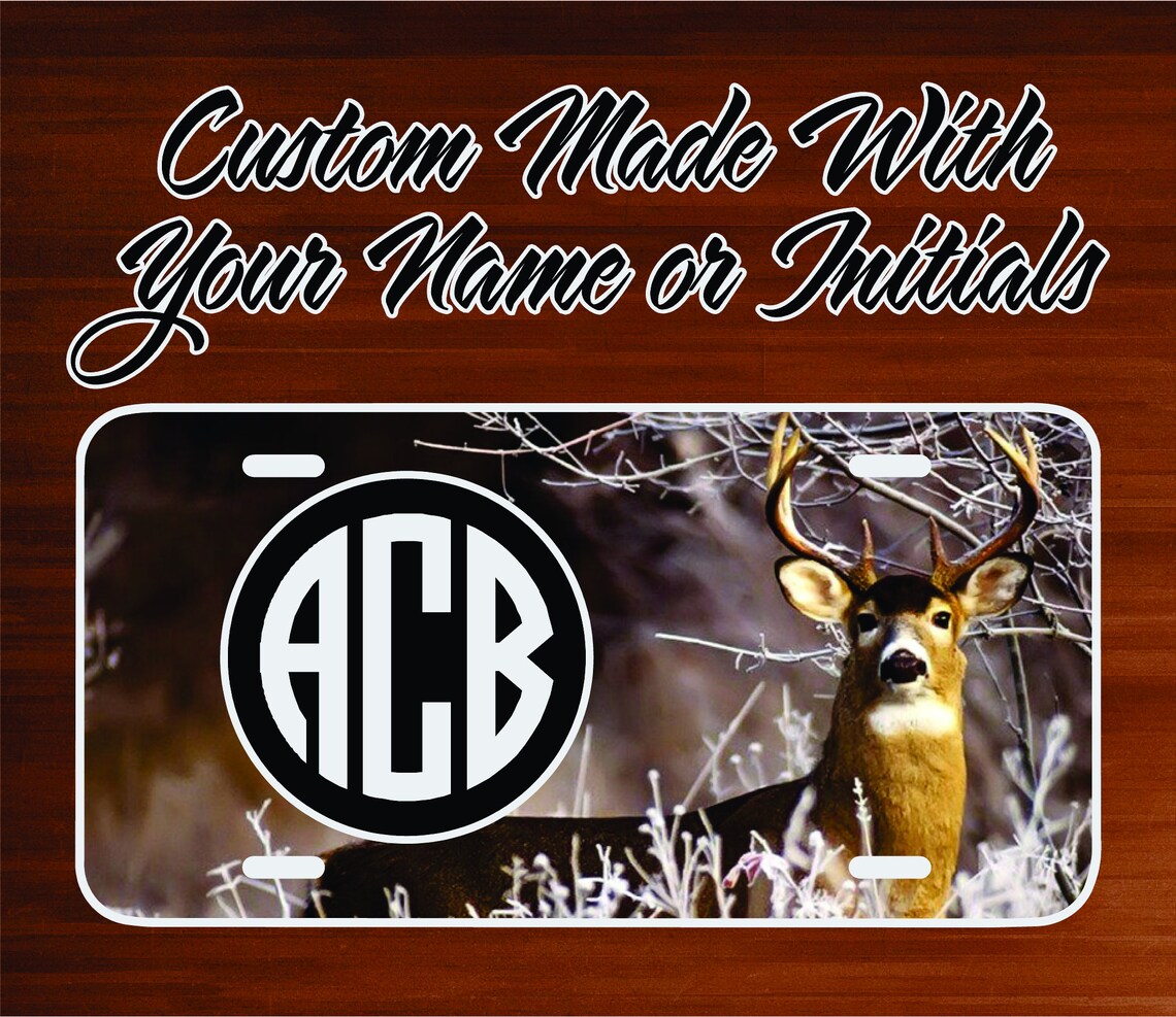 Custom Whitetail Deer Personalized Front License Plate, Car Coasters ...