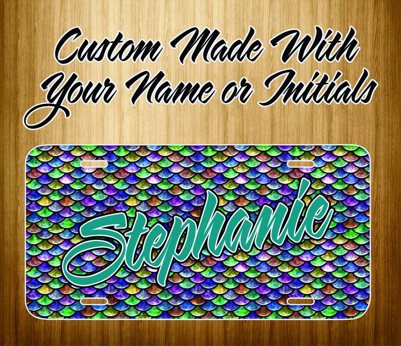 Mermaid Scale Monogram Front License Plate Car Coasters | Etsy