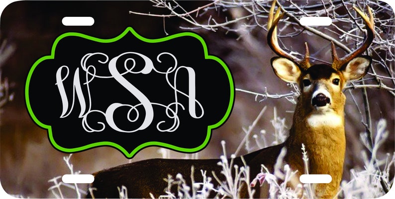 Custom Whitetail Deer Personalized Front License Plate, Car Coasters ...