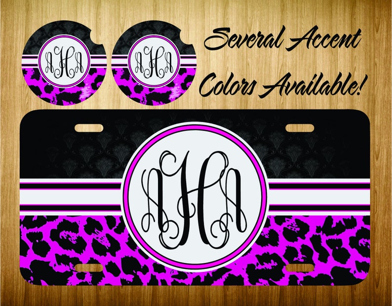 Personalized Leopard Print Aluminum License Plate, Custom Monogram Car ...