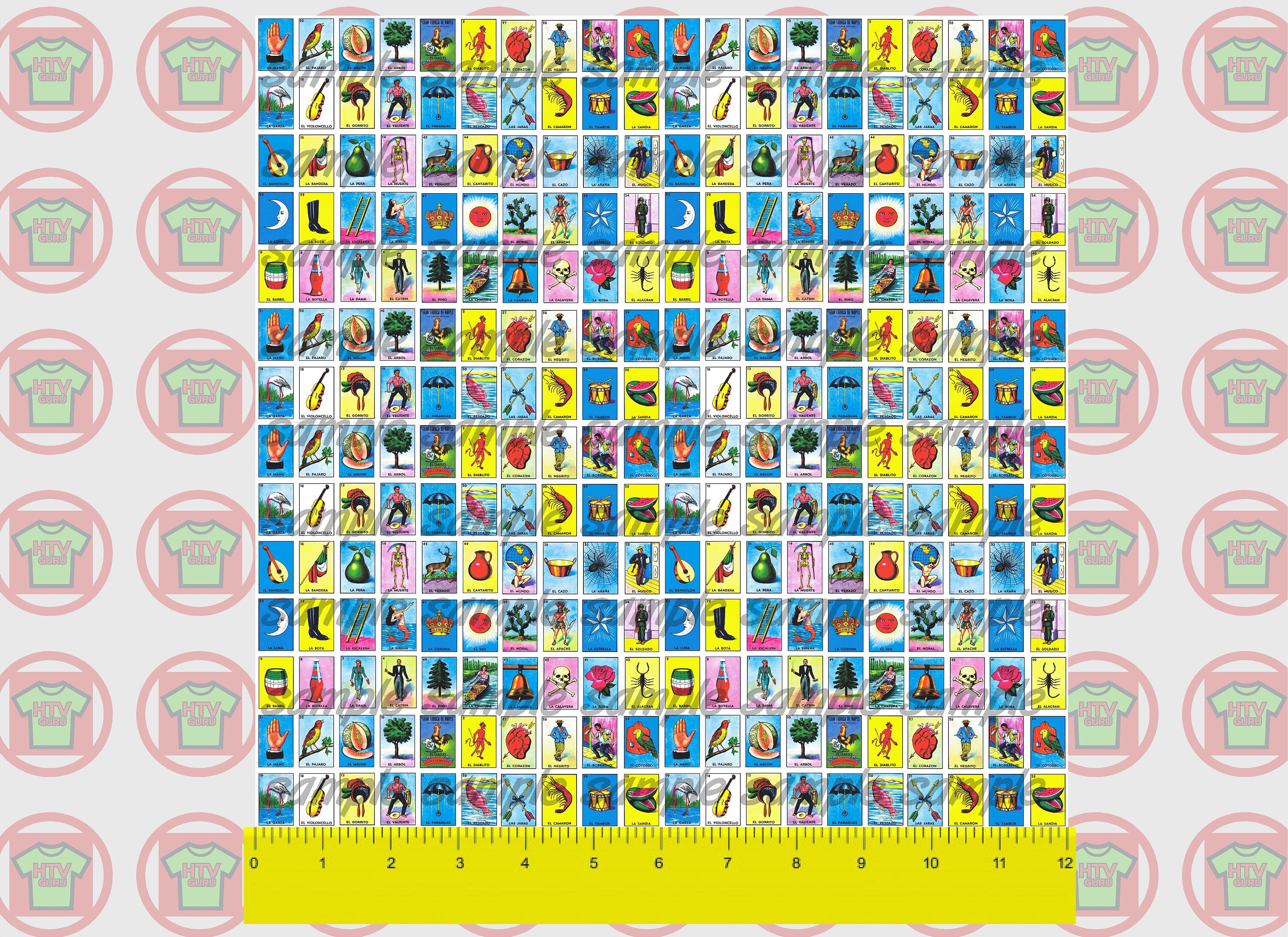 Loteria Mexican Game Printed HTV Pattern Heat Transfer Vinyl and ...