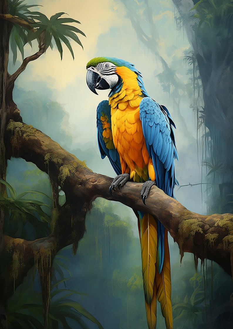 Macaw Parrot | Bird Print | Bird Wall Art | Digital Download | Bird Art ...
