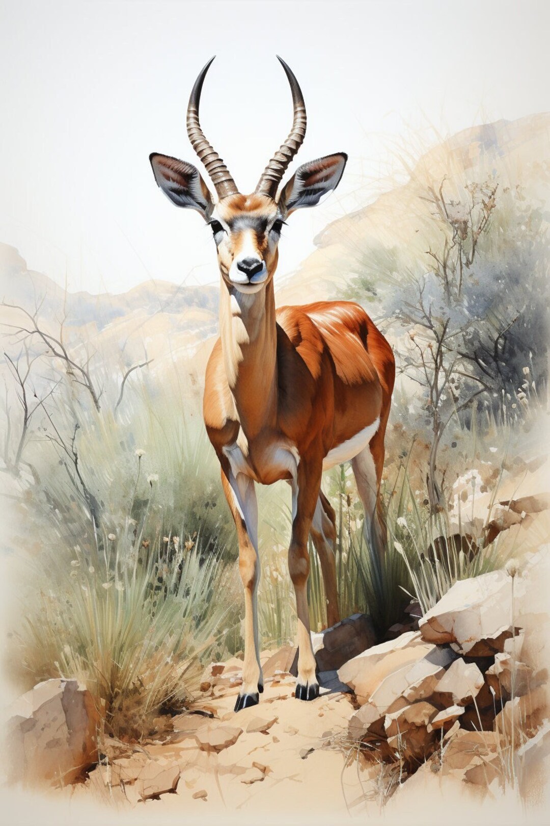 Safari Animal | Gazelle | Gazelle Poster | Jungle Poster | Digital ...