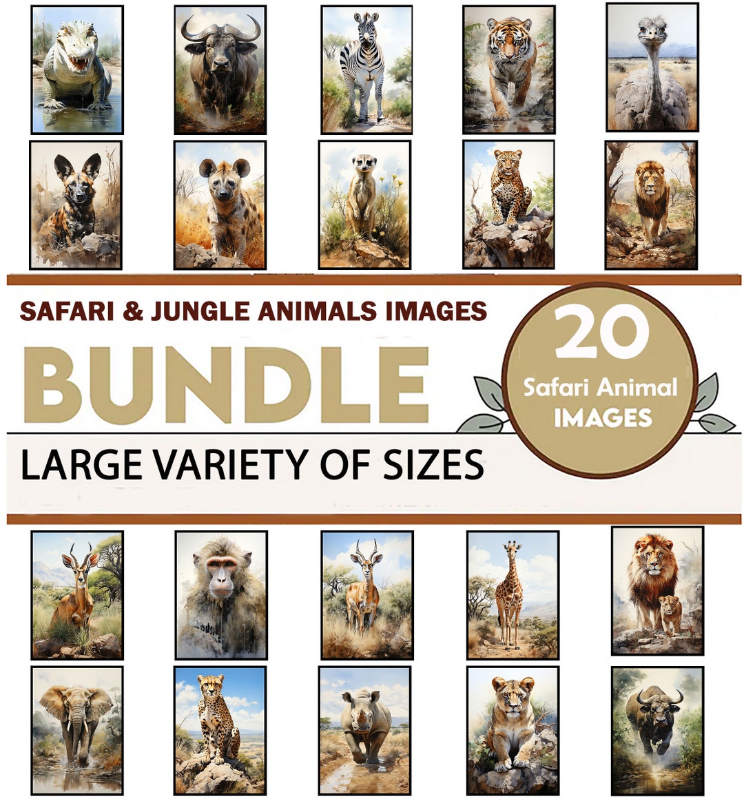 Set of 20 Safari Animal Prints to Download, Safari Animal Poster ...