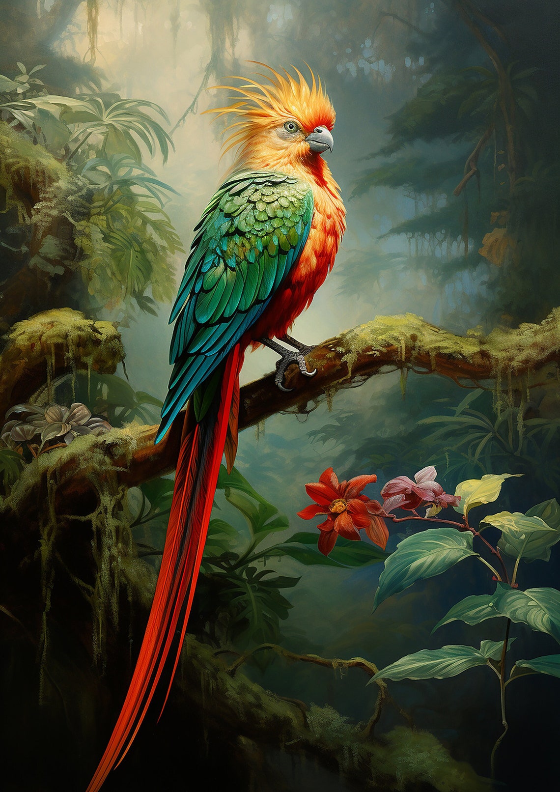 Resplendent Quetzal Bird Poster Bird Wallart Digital Download Jungle ...