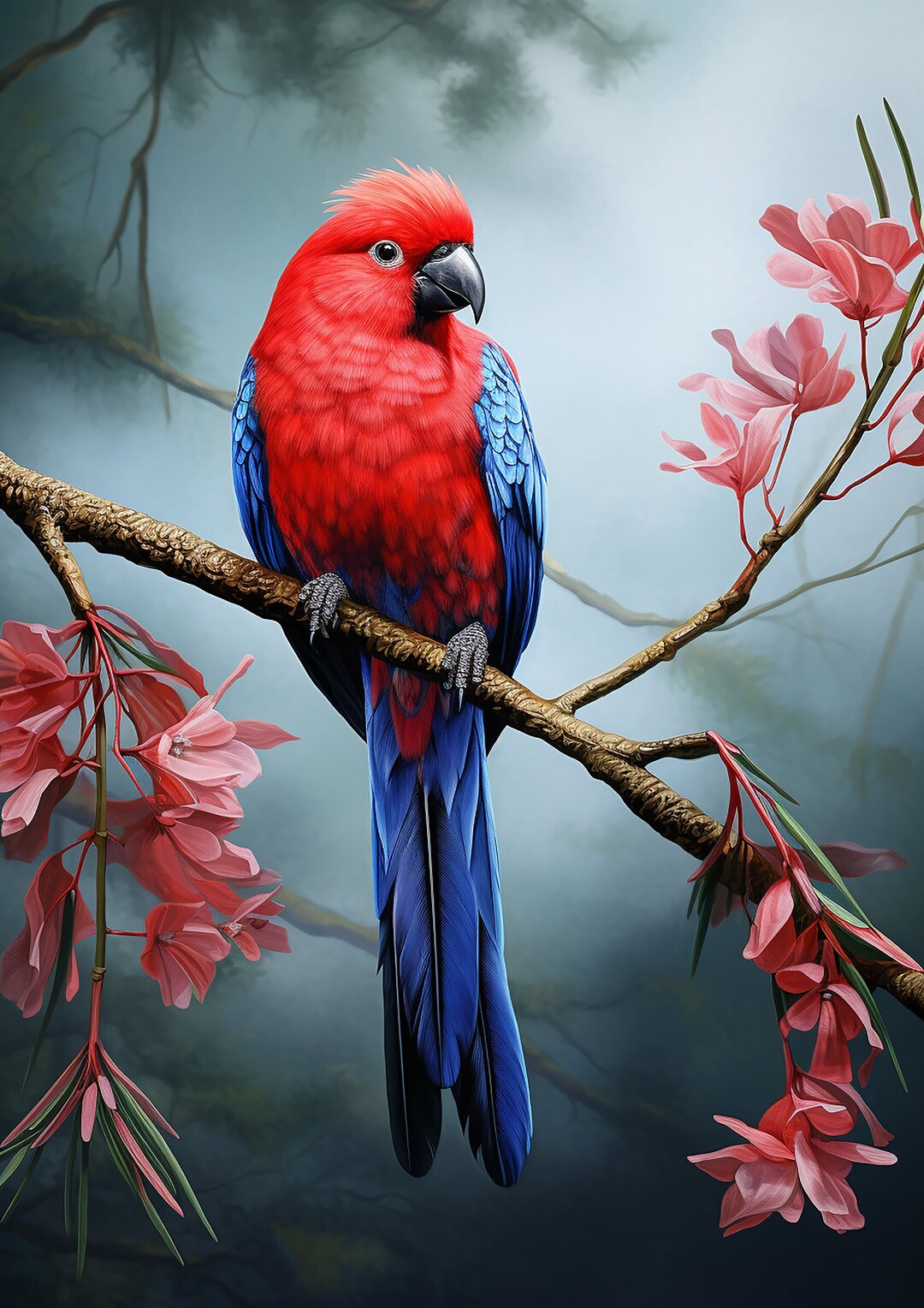 Crimson Rosella | Bird Print | Bird Wall Art | Digital Download | Bird ...