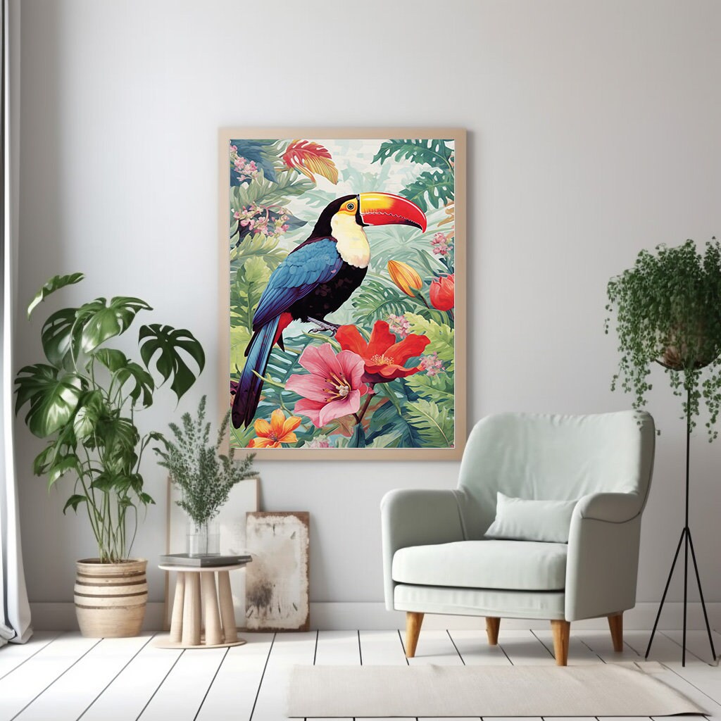 Toucan Bird Print Bird Poster Bird Wall Art Digital Download Coloured ...