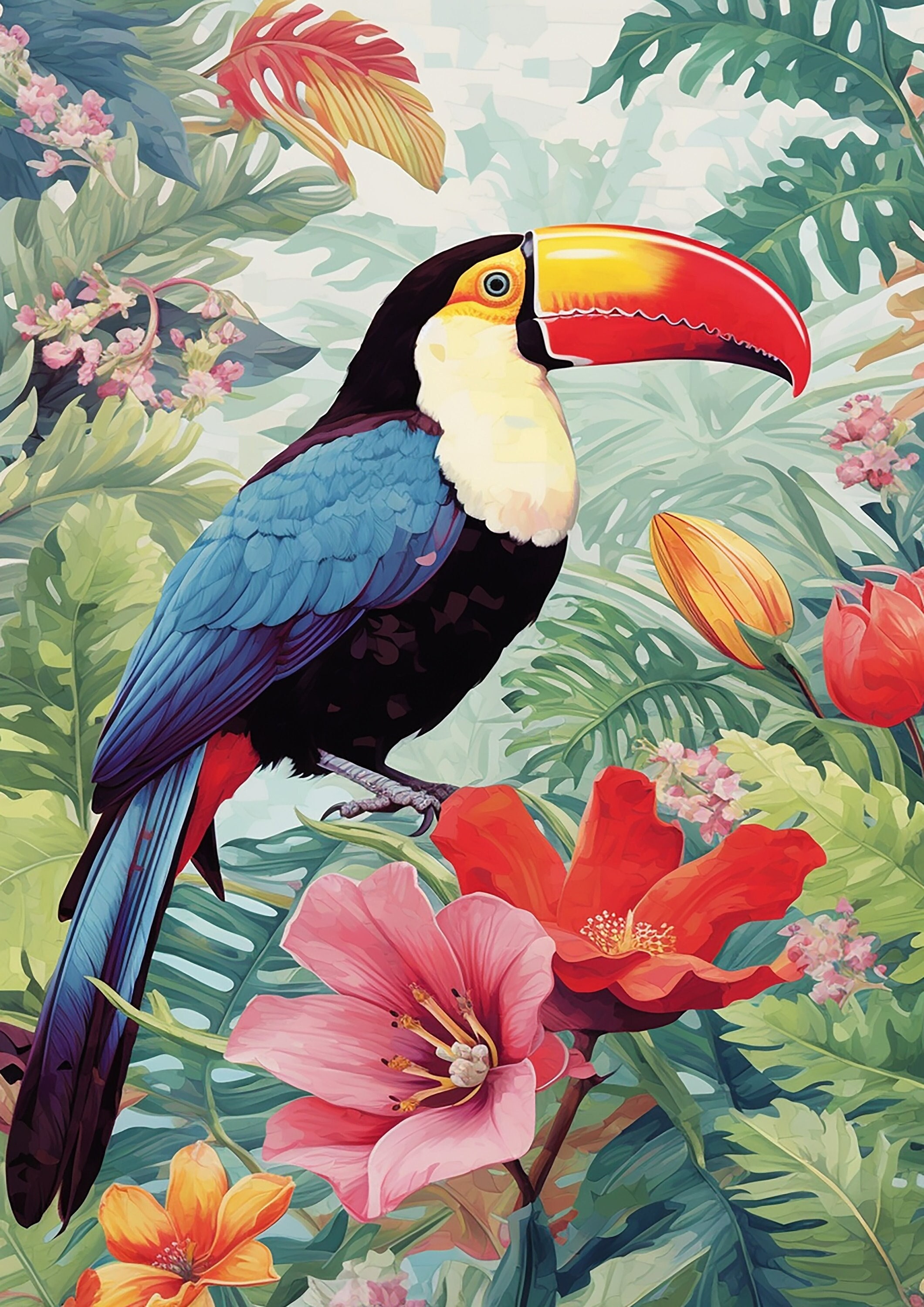 Toucan Bird Print Bird Poster Bird Wall Art Digital Download Coloured ...