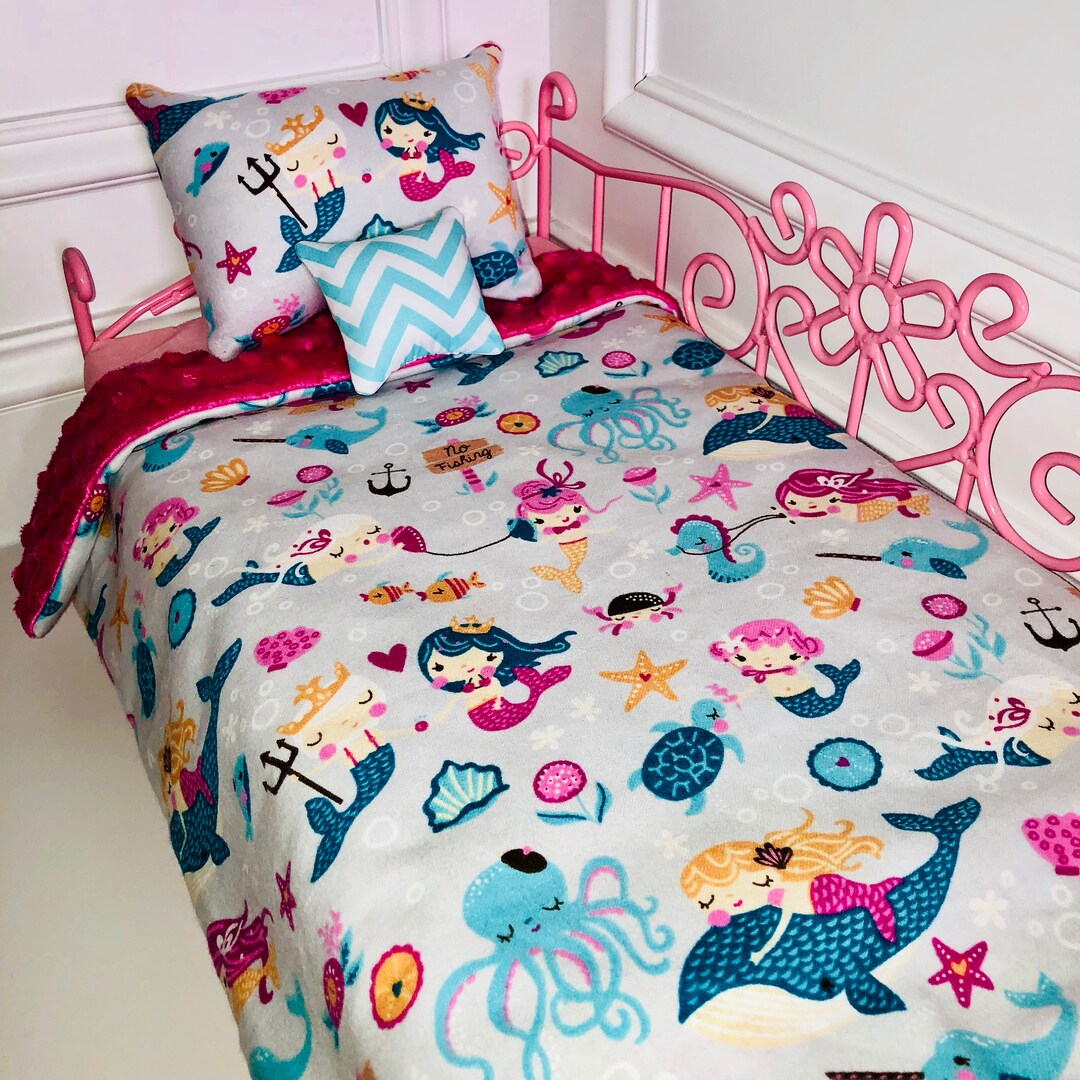 18” Doll Bedding Set/mermaid Adventures Under the Sea/3pc Doll Bedding ...