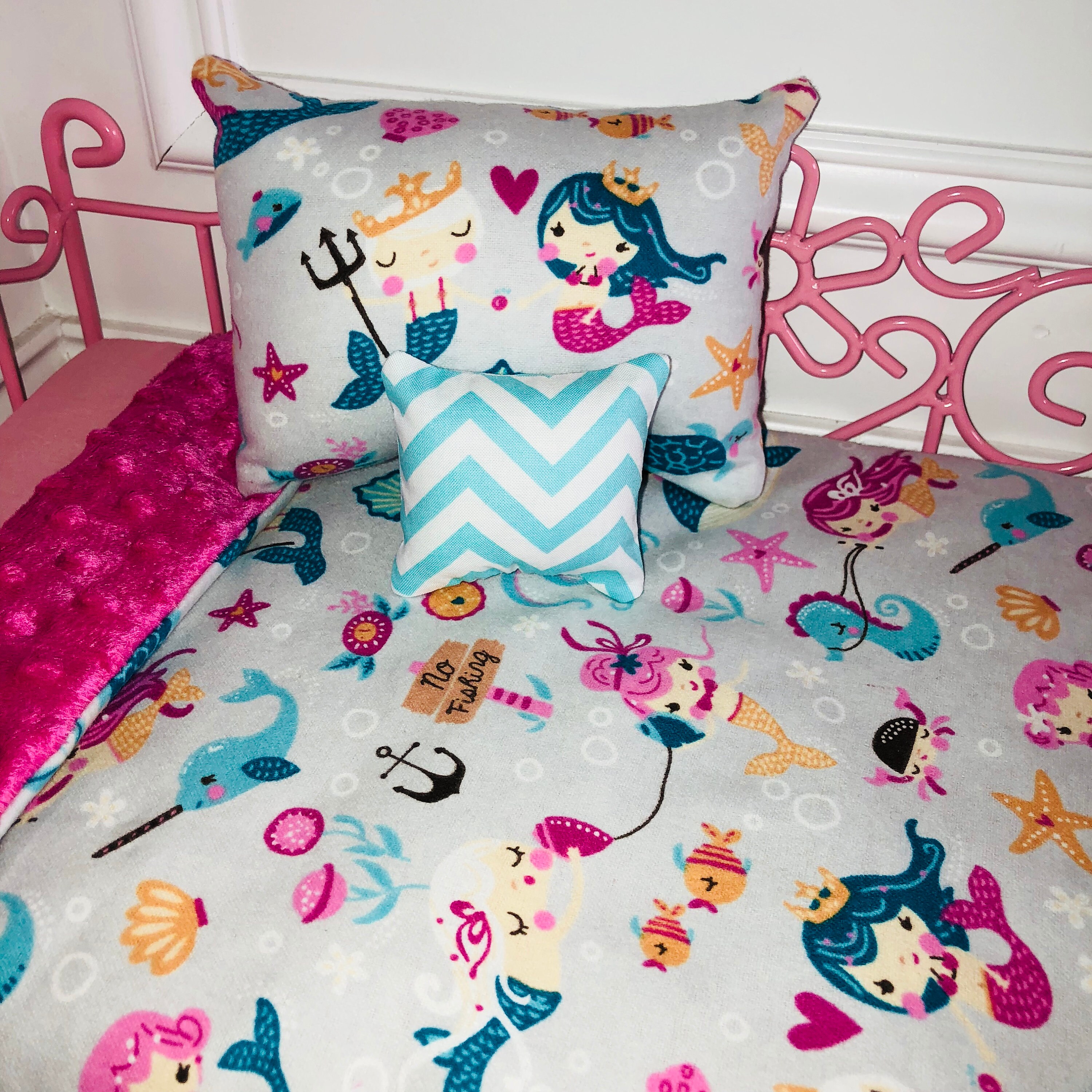 18” Doll Bedding Set/mermaid Adventures Under the Sea/3pc Doll Bedding ...